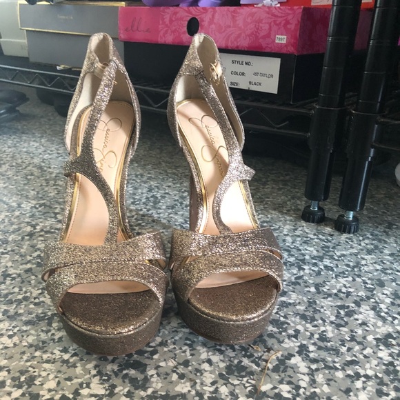 Jessica Simpson | Shoes | Super Sexy Gold Shimmerglitter Platform Pumps ...